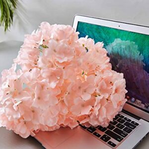 KISLOHUM Artificial Hydrangea Flowers Blush Heads 10 Fake Hydrangea Silk Flowers for Wedding Centerpieces Bouquets DIY Floral Decor Home Decoration with Stems.