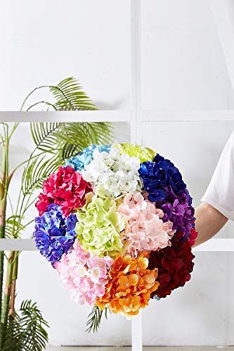 KISLOHUM Artificial Hydrangea Flowers Blush Heads 10 Fake Hydrangea Silk Flowers for Wedding Centerpieces Bouquets DIY Floral Decor Home Decoration with Stems.