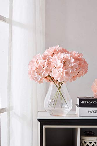 KISLOHUM Artificial Hydrangea Flowers Blush Heads 10 Fake Hydrangea Silk Flowers for Wedding Centerpieces Bouquets DIY Floral Decor Home Decoration with Stems.