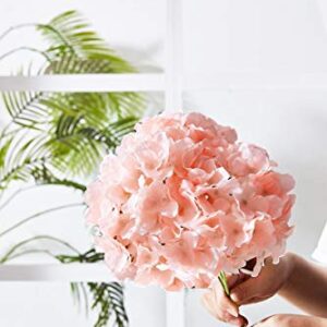 KISLOHUM Artificial Hydrangea Flowers Blush Heads 10 Fake Hydrangea Silk Flowers for Wedding Centerpieces Bouquets DIY Floral Decor Home Decoration with Stems.