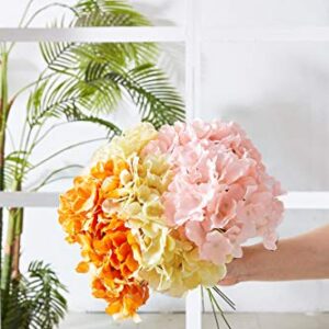 KISLOHUM Artificial Hydrangea Flowers Blush Heads 10 Fake Hydrangea Silk Flowers for Wedding Centerpieces Bouquets DIY Floral Decor Home Decoration with Stems.