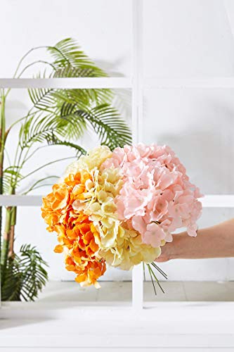 KISLOHUM Artificial Hydrangea Flowers Blush Heads 10 Fake Hydrangea Silk Flowers for Wedding Centerpieces Bouquets DIY Floral Decor Home Decoration with Stems.