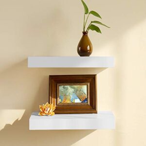 welland new chicago floating shelves set of 2, 2″ thickness 9.25″ depth floating wall shelves ledge shelves, 16-inch, white