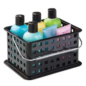 iDesign Spa Plastic Storage Shower Basket with Handle for Bathroom, Health, Cosmetics, Hair Supplies and Beauty Products - 5.3" x 8.8" x 6.9" - Black