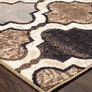 SUPERIOR Ellery Modern Trellis Indoor Area Rug with Jute Backing, 2' 7" x 8', Chocolate