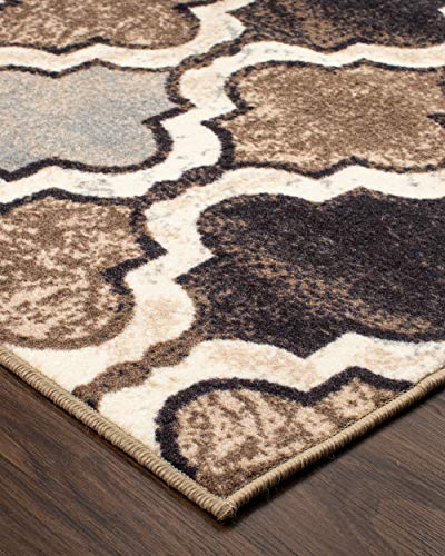 SUPERIOR Ellery Modern Trellis Indoor Area Rug with Jute Backing, 2' 7" x 8', Chocolate