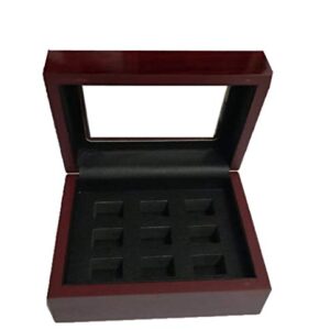 JunningGor Championship Big Heavy Ring Display Wooden Box (9 Holes)