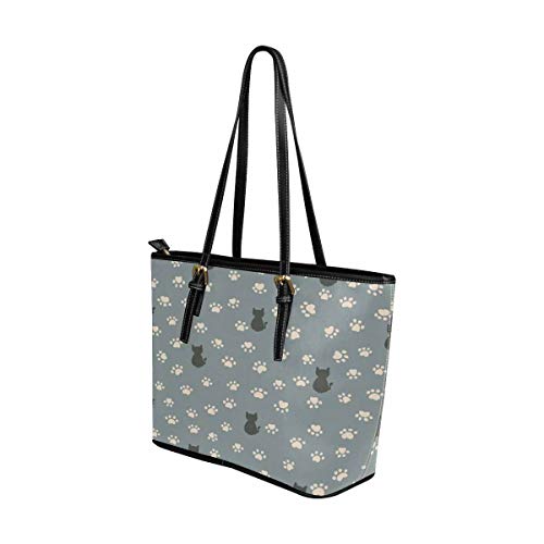 InterestPrint Women Totes Top Handle HandBags PU Leather Purse Cats and Paw Print