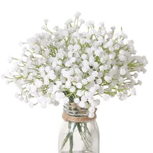 veryhome 10pcs 30 bunches white babys breath flowers artificial white fake flowers gypsophila diy floral bouquets arrangement wedding home decor（vase not included）