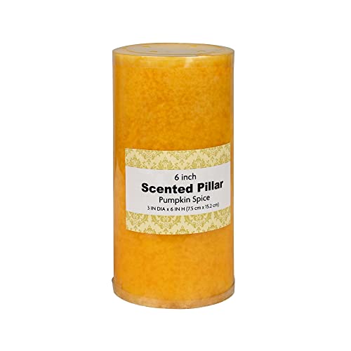 Jeco Inc. 3" x 6" Pumpkin Spice Mustard Yellow Scented Pillar Candle, 3&quot x 6&Quoth