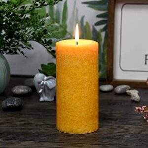 Jeco Inc. 3" x 6" Pumpkin Spice Mustard Yellow Scented Pillar Candle, 3&quot x 6&Quoth