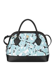 anne klein signature triple dome satchel, aqua/black mm