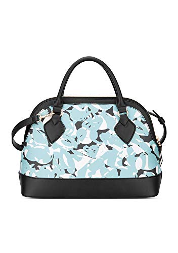 Anne Klein Signature Triple Dome Satchel, Aqua/Black mm