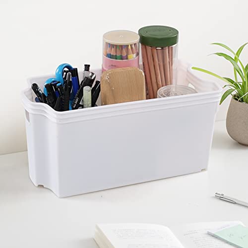 Saedy Plastic Storage Basket, White Baskets for Organizing, 6 Packs