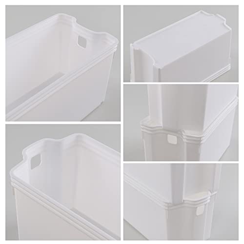 Saedy Plastic Storage Basket, White Baskets for Organizing, 6 Packs