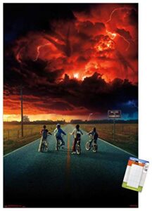 trends international netflix stranger things: season 2 – key art wall poster, 22.375″ x 34″, poster & mount bundle