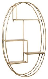 signature design by ashley elettra modern multi-purpose chic wall shelf, gold finish