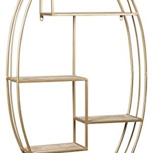 Signature Design by Ashley Elettra Modern Multi-Purpose Chic Wall Shelf, Gold Finish