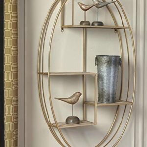 Signature Design by Ashley Elettra Modern Multi-Purpose Chic Wall Shelf, Gold Finish