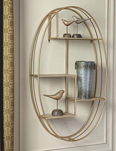 Signature Design by Ashley Elettra Modern Multi-Purpose Chic Wall Shelf, Gold Finish