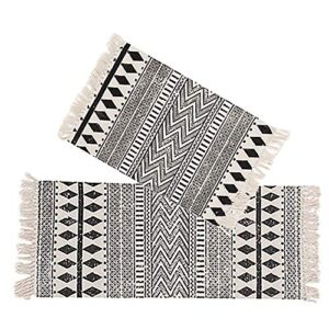 kingrol 2 pack vintage area rugs, cotton printed tassels throw rugs for kitchen living room bedroom bathroom laundry room, 2 x 3 feet, 2 x 4.2 feet