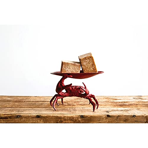 Creative Co-Op Distressed Red Decorative Cast Iron Crab Shaped Dish