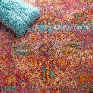 SAFAVIEH Luxor Collection 6'7" x 9'2" Fuchsia / Gold LUX318R Handmade Boho Chic Area Rug