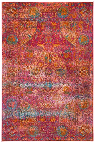 SAFAVIEH Luxor Collection 6'7" x 9'2" Fuchsia / Gold LUX318R Handmade Boho Chic Area Rug