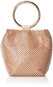 jessica mcclintock womens jessica mcclintock gwen ball mesh ring wristlet pouch clutch evening bag, rose gold, one size us