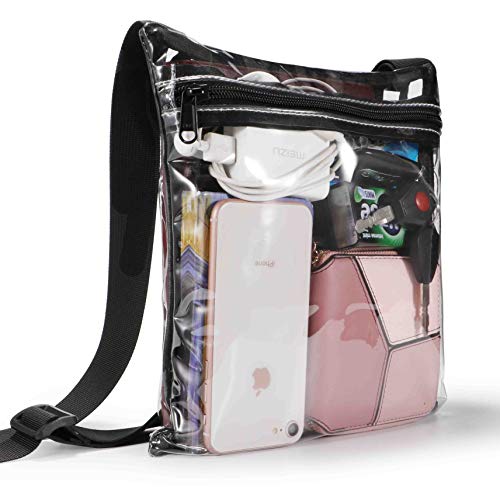 HULISEN Clear Crossbody Purse Bag, Stadium Approved, with Extra Inside Pocket