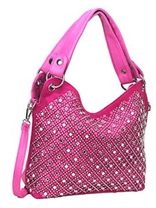 zzfab mirror rhinestone bling purse fuchsia large