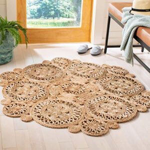 safavieh natural fiber round collection 4′ round natural nfb238a handmade boho country charm jute area rug