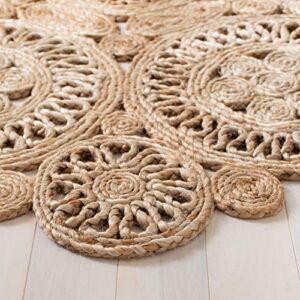 SAFAVIEH Natural Fiber Round Collection 4' Round Natural NFB238A Handmade Boho Country Charm Jute Area Rug