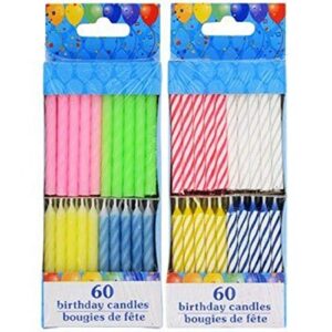 120 spiral birthday candles 60 pastel and 60 spiral brights