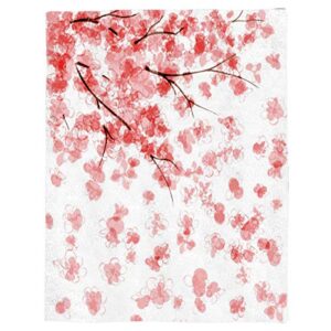 Singingin Ultra Soft Flannel Fleece Bed Blanket Cherry Blossom Throw Blanket All Season Warm Fuzzy Light Weight Cozy Plush Blankets for Living Room/Bedroom 40x50in