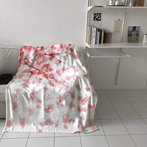 Singingin Ultra Soft Flannel Fleece Bed Blanket Cherry Blossom Throw Blanket All Season Warm Fuzzy Light Weight Cozy Plush Blankets for Living Room/Bedroom 40x50in