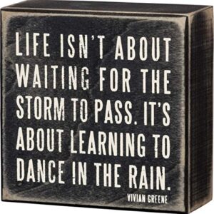 primitives by kathy 16336 classic box sign, 4 x 4-inches, dance in the rain