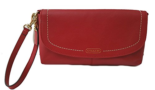 Coach Campbell Soft Leather Large Clutch Wristlet Wallet Red 50183