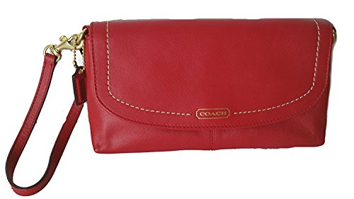 Coach Campbell Soft Leather Large Clutch Wristlet Wallet Red 50183