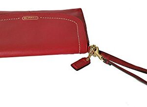 Coach Campbell Soft Leather Large Clutch Wristlet Wallet Red 50183