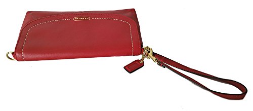 Coach Campbell Soft Leather Large Clutch Wristlet Wallet Red 50183