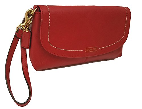 Coach Campbell Soft Leather Large Clutch Wristlet Wallet Red 50183