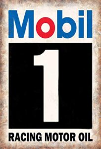 pei’s mobil 1 racing motor oil retro vintage tin metal sign wall decor for home garage bar man cave, 8×12 inch/20x30cm