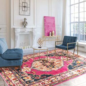 superior medallion deliana area rug, 7′ 10″ x 10′, fuschia