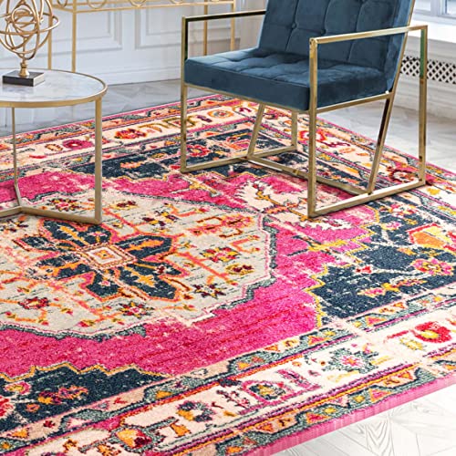 SUPERIOR Medallion Deliana Area Rug, 7' 10" x 10', Fuschia