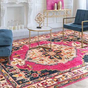 SUPERIOR Medallion Deliana Area Rug, 7' 10" x 10', Fuschia