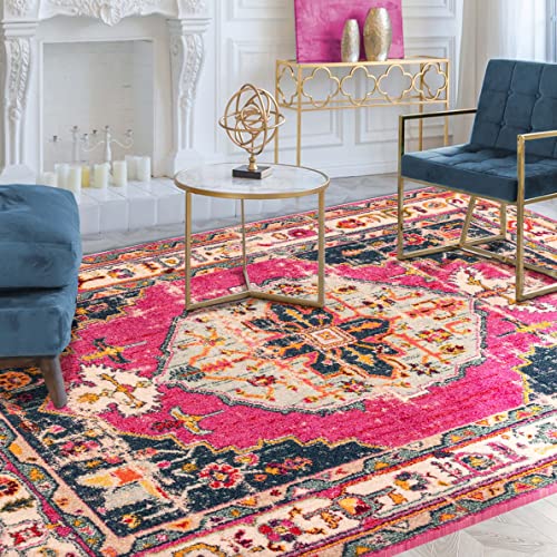 SUPERIOR Medallion Deliana Area Rug, 7' 10" x 10', Fuschia