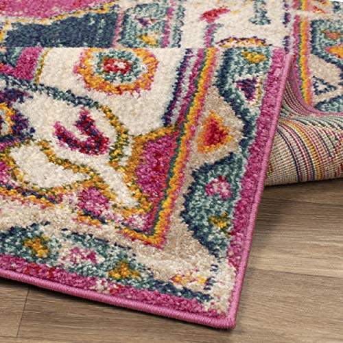 SUPERIOR Medallion Deliana Area Rug, 7' 10" x 10', Fuschia