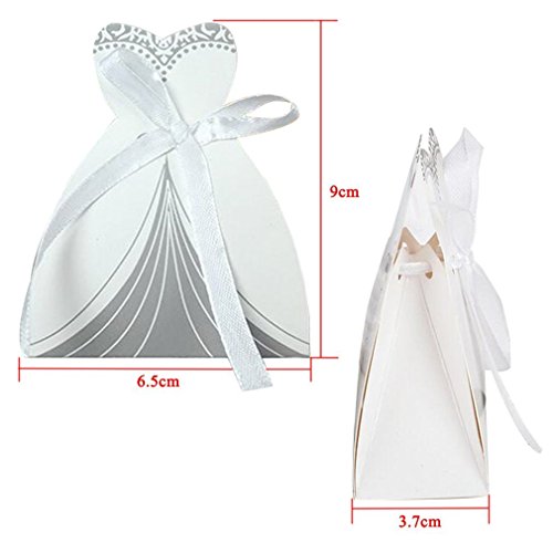 Rbenxia Wholesale Wedding Favors Wedding Party Favor Boxes Creative Tuxedo Dress Groom Bridal Candy Gift Box with Ribbon 100pcs