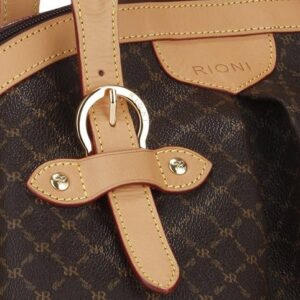 Signature Brown Ruched Satchel with Buckle by Rioni Designer Handbags & Luggage